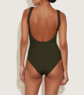 Coverage Square Neck Swim - Metallic Khaki | One Size Swimwear | Hunza G