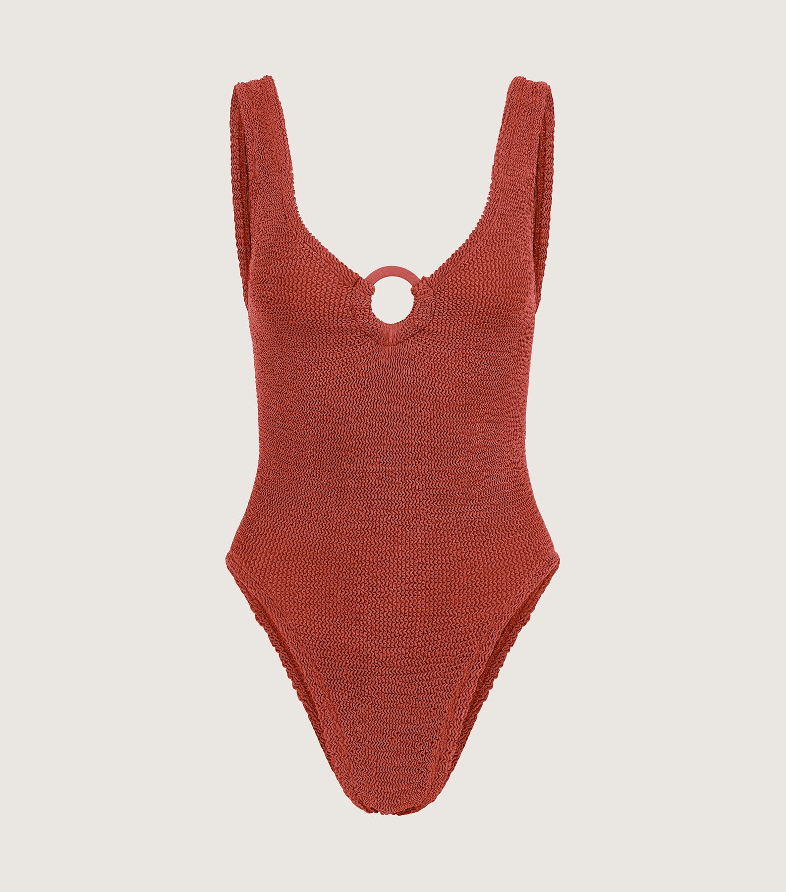 Celine Swim With Tonal Hoops | Metallic Rosewood | Hunza G