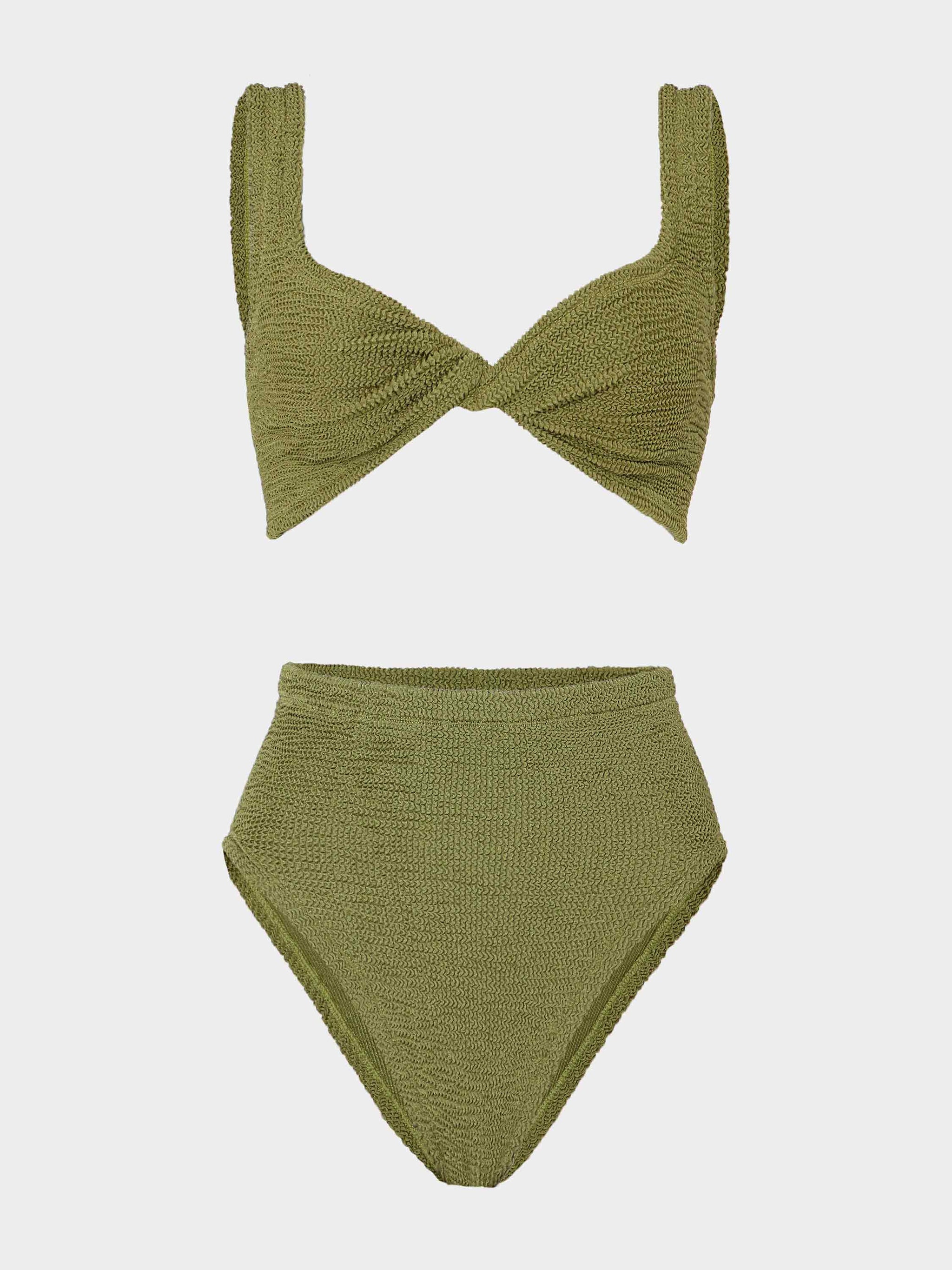 Jamie Bikini - Metallic Moss | One Size Swimwear | Hunza G