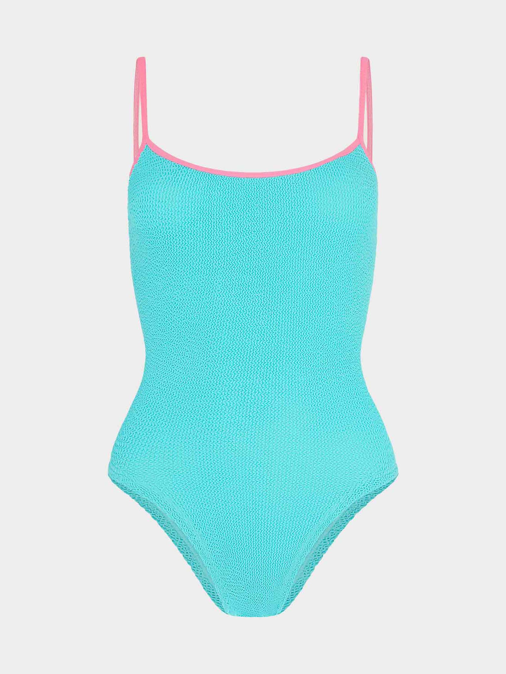 Pamela Swim Contrast - Aqua/Bubblegum | One Size Swimwear | Hunza G