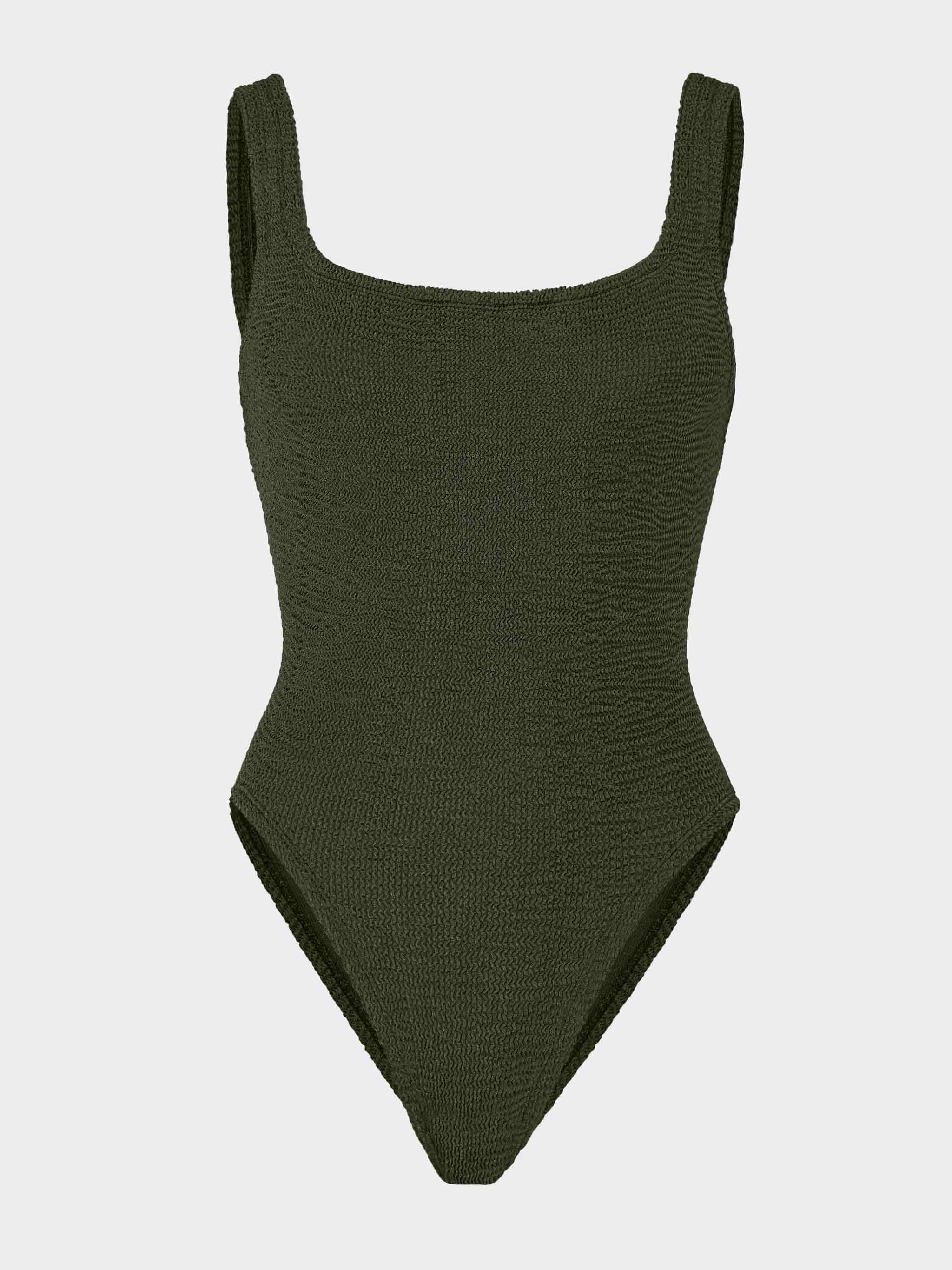 Square Neck Swim - Metallic Khaki | One Size Swimwear | Hunza G