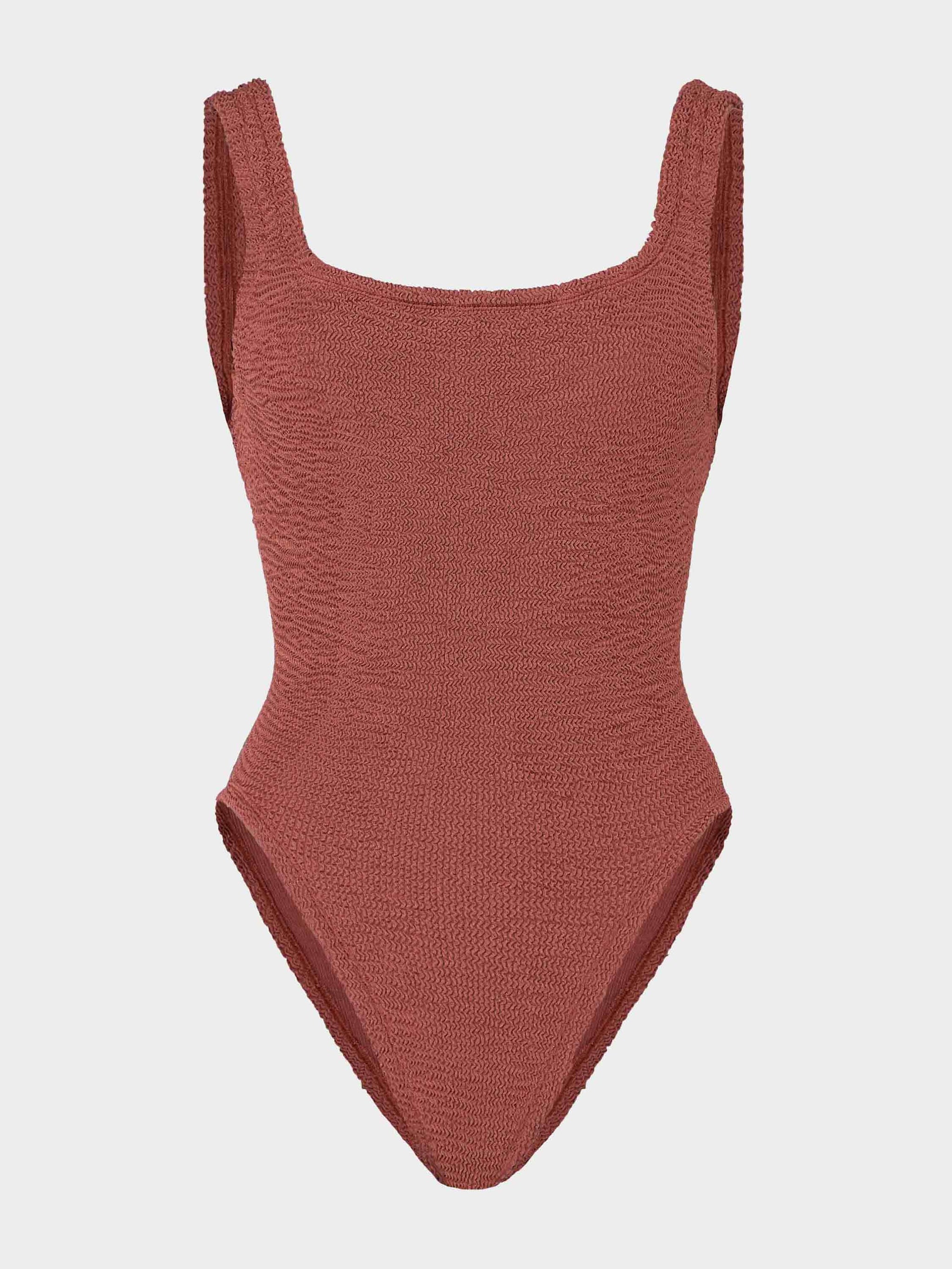 Square Neck Swim - Metallic Rosewood| One Size Swimwear | Hunza G