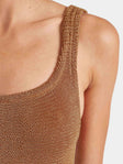 Square Neck Swim - Metallic Cocoa | Crinkle One-Piece Swimsuit | Hunza G